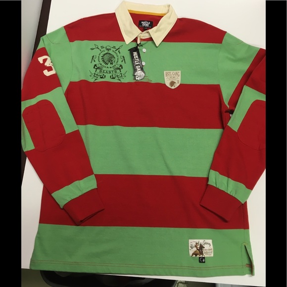 Akoo | Shirts | Hustle Gang Akoo Striped Polo Rugby Shirt | Poshmark